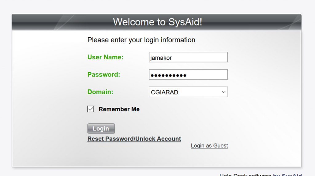 Domain / Email Password reset via SysAid Self-service – IT Centre