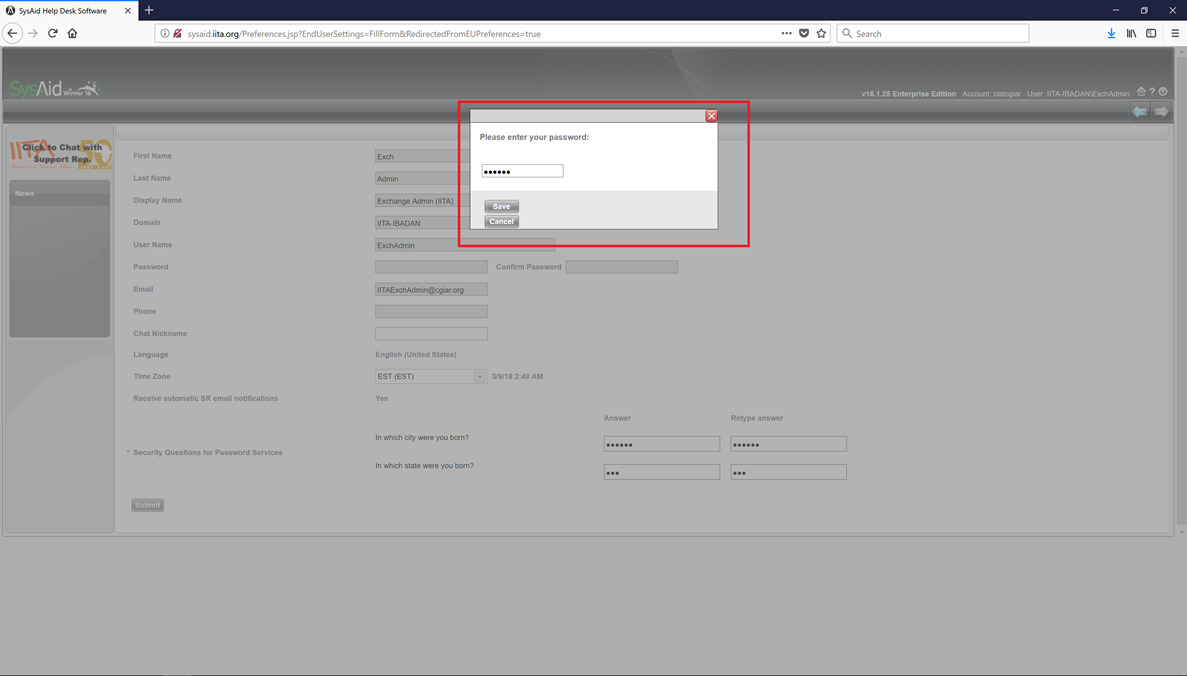 Domain / Email Password reset via SysAid Self-service – IT Centre