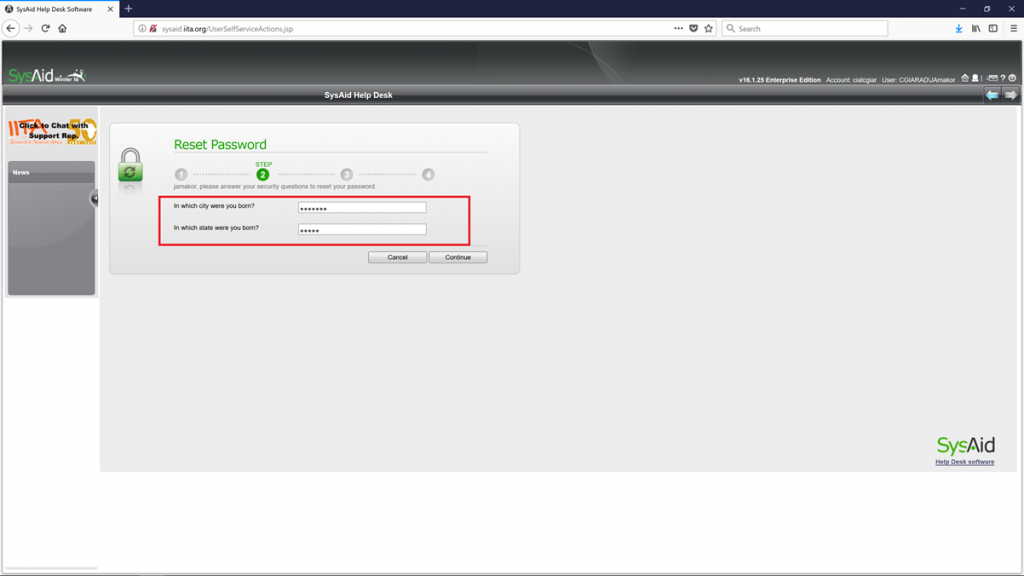 Domain / Email Password reset via SysAid Self-service – IT Centre